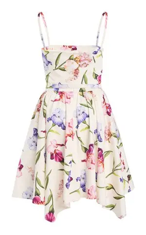 Oscar De La Renta Iris Flower Poplin Mini Dress