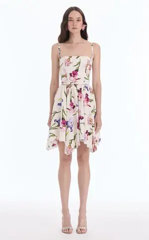Oscar De La Renta Iris Flower Poplin Mini Dress