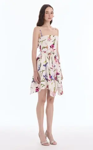 Oscar De La Renta Iris Flower Poplin Mini Dress