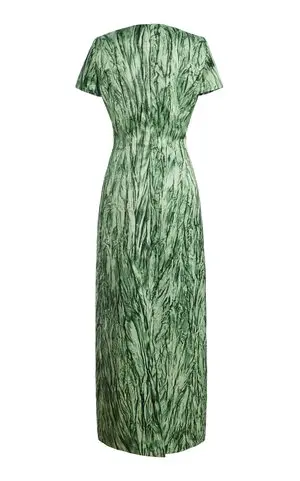 Oscar De La Renta Printed Satin Midi Dress
