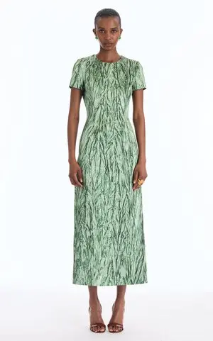 Oscar De La Renta Printed Satin Midi Dress