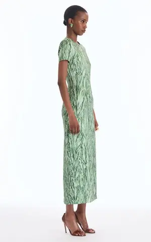 Oscar De La Renta Printed Satin Midi Dress
