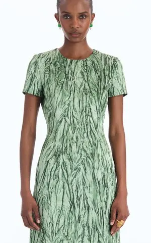 Oscar De La Renta Printed Satin Midi Dress