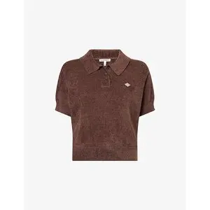 THE COUTURE CLUB Logo-embroidered Cropped Stretch-knit Top