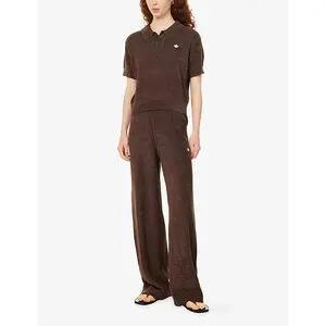 THE COUTURE CLUB Logo-embroidered Cropped Stretch-knit Top