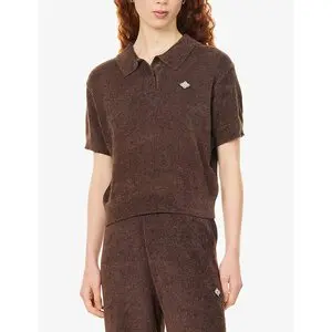 THE COUTURE CLUB Logo-embroidered Cropped Stretch-knit Top