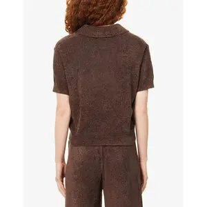 THE COUTURE CLUB Logo-embroidered Cropped Stretch-knit Top