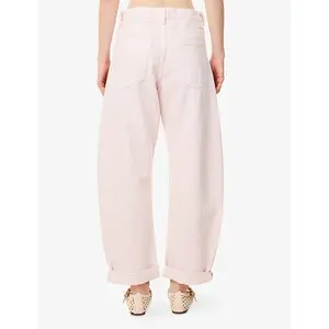 FRAME Bubble Curved-leg Cotton Denim Jeans