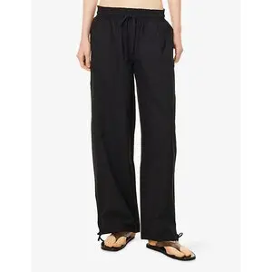 PEACHY DEN Deba Barrel-leg Cotton-blend Trousers