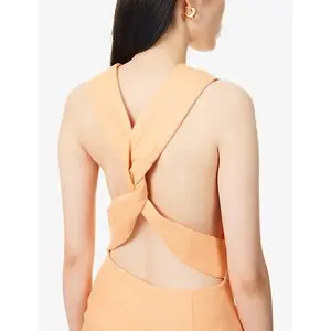 SIR. Thora Twist-back Cotton Mini Dress - Orange