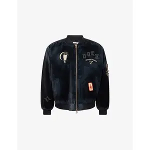 DUKE + DEXTER Cotton-velvet Patchwork Bomber Jacket