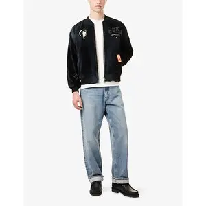 DUKE + DEXTER Cotton-velvet Patchwork Bomber Jacket