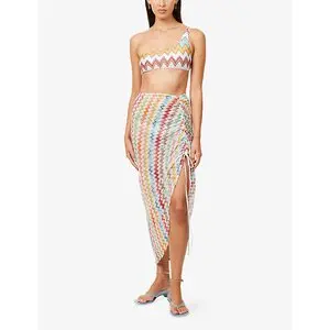 Missoni Asymmetrical Ruched Knitted Midi Skirt