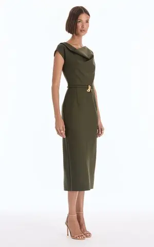 Oscar De La Renta Draped Wool-blend Midi Dress