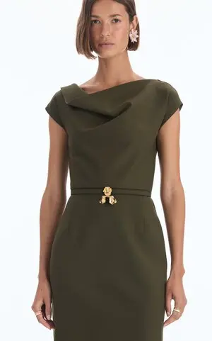 Oscar De La Renta Draped Wool-blend Midi Dress