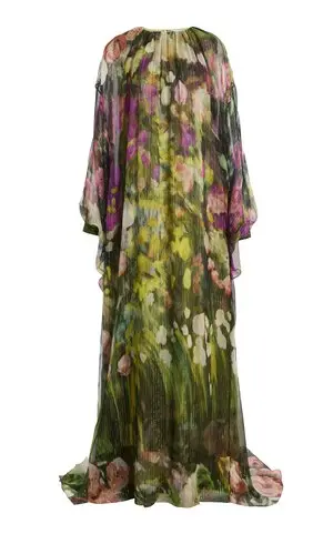 Oscar De La Renta Abstract Landscape Chiffon Caftan - Multi