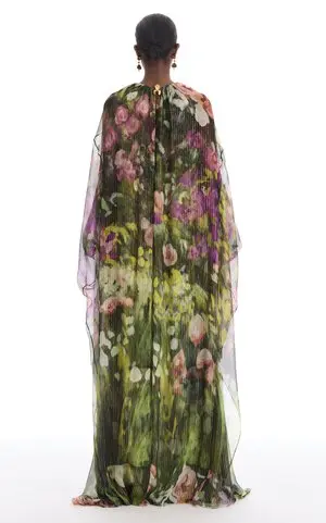 Oscar De La Renta Abstract Landscape Chiffon Caftan