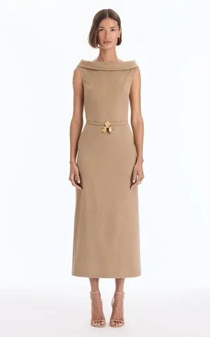 Oscar De La Renta Boatneck Wool-cashmere Midi Dress