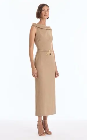 Oscar De La Renta Boatneck Wool-cashmere Midi Dress