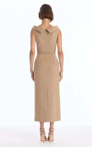 Oscar De La Renta Boatneck Wool-cashmere Midi Dress