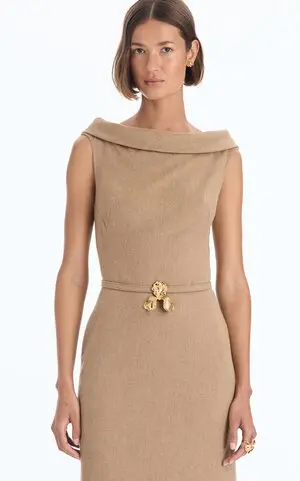 Oscar De La Renta Boatneck Wool-cashmere Midi Dress