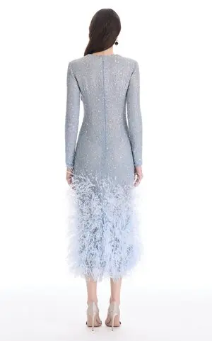 Oscar De La Renta Embellished Cocktail Midi Dress