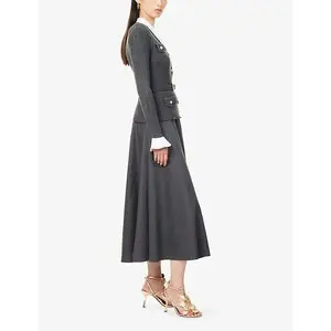 SELF-PORTRAIT Belted Ribbed-knit Midi Dress