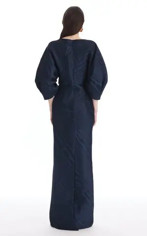 Oscar De La Renta Puff-sleeve Moire Silk-gazar Caftan