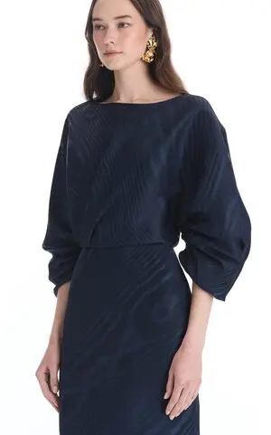 Oscar De La Renta Puff-sleeve Moire Silk-gazar Caftan
