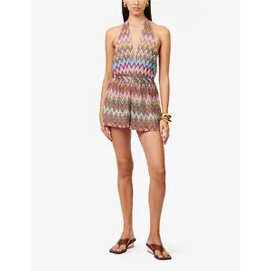 Missoni Halter-neck Chevron Knitted Jumpsuit Cover-up