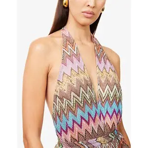 Missoni Halter-neck Chevron Knitted Jumpsuit Cover-up