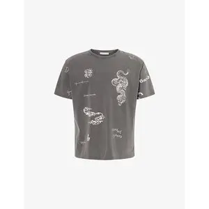 DUKE + DEXTER Sketch-print Oversized Cotton T-shirt