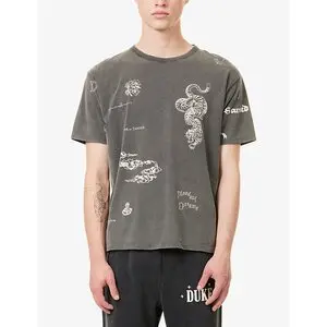 DUKE + DEXTER Sketch-print Oversized Cotton T-shirt