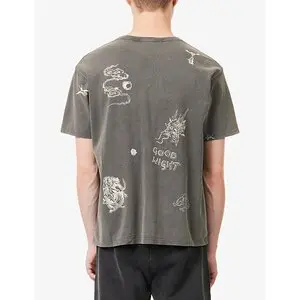 DUKE + DEXTER Sketch-print Oversized Cotton T-shirt