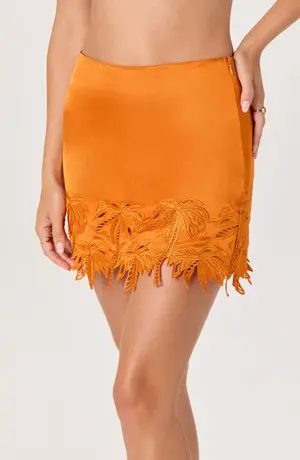 Astr The Label Lace Detail Matte Satin Miniskirt