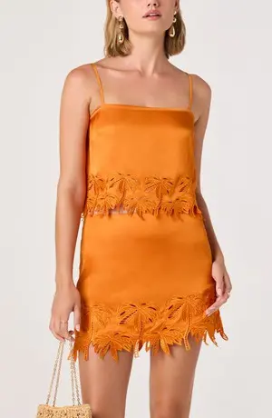 Astr The Label Lace Detail Matte Satin Miniskirt