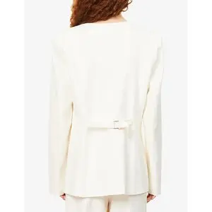 Paige Edina Scoop-neck Woven Blazer