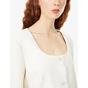 Paige Edina Scoop-neck Woven Blazer