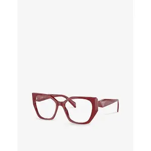 Prada Irregular Frame Acetate Eyeglasses - Red
