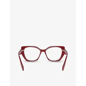 Prada Irregular Frame Acetate Eyeglasses - Red