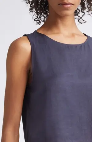 LESET Linen Blend Sleeveless Crop Top