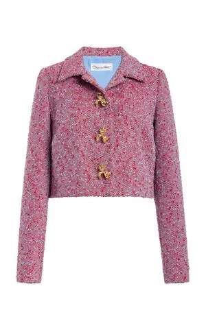 Oscar De La Renta Slubby Wool-tweed Gauze Jacket - Multi