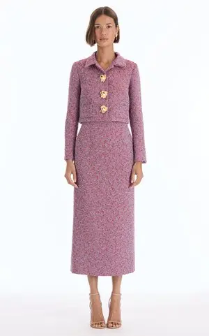 Oscar De La Renta Slubby Wool-tweed Gauze Jacket