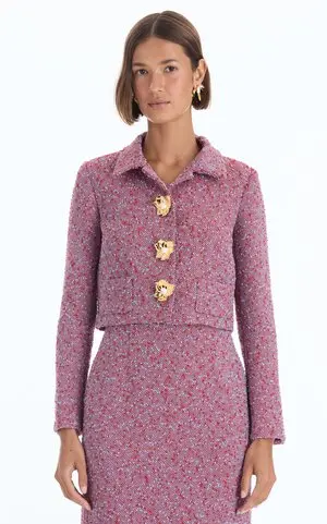 Oscar De La Renta Slubby Wool-tweed Gauze Jacket