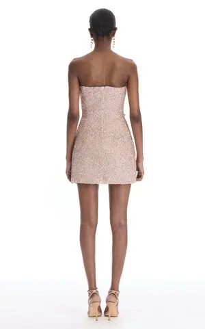 Oscar De La Renta Bead-embroidered Cocktail Mini Dress