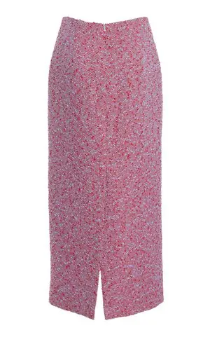 Oscar De La Renta Slubby Wool-tweed Maxi Pencil Skirt