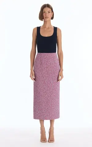 Oscar De La Renta Slubby Wool-tweed Maxi Pencil Skirt