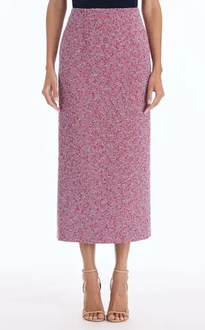 Oscar De La Renta Slubby Wool-tweed Maxi Pencil Skirt