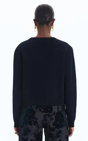 Oscar De La Renta Needle-punch Iris Wool Sweater