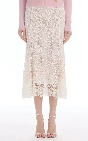 Oscar De La Renta Chrysanthemum Guipure Midi Skirt